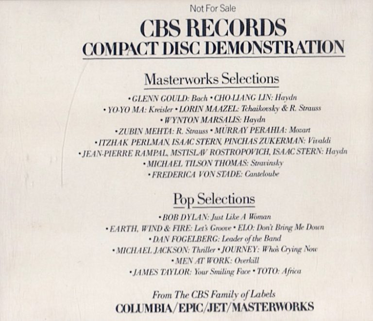 CBS Records Compact Disc Demonstration - Bram Jacobse