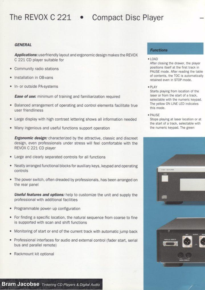 Studer C 221 COMPACT DISC PLAYER - Bram Jacobse