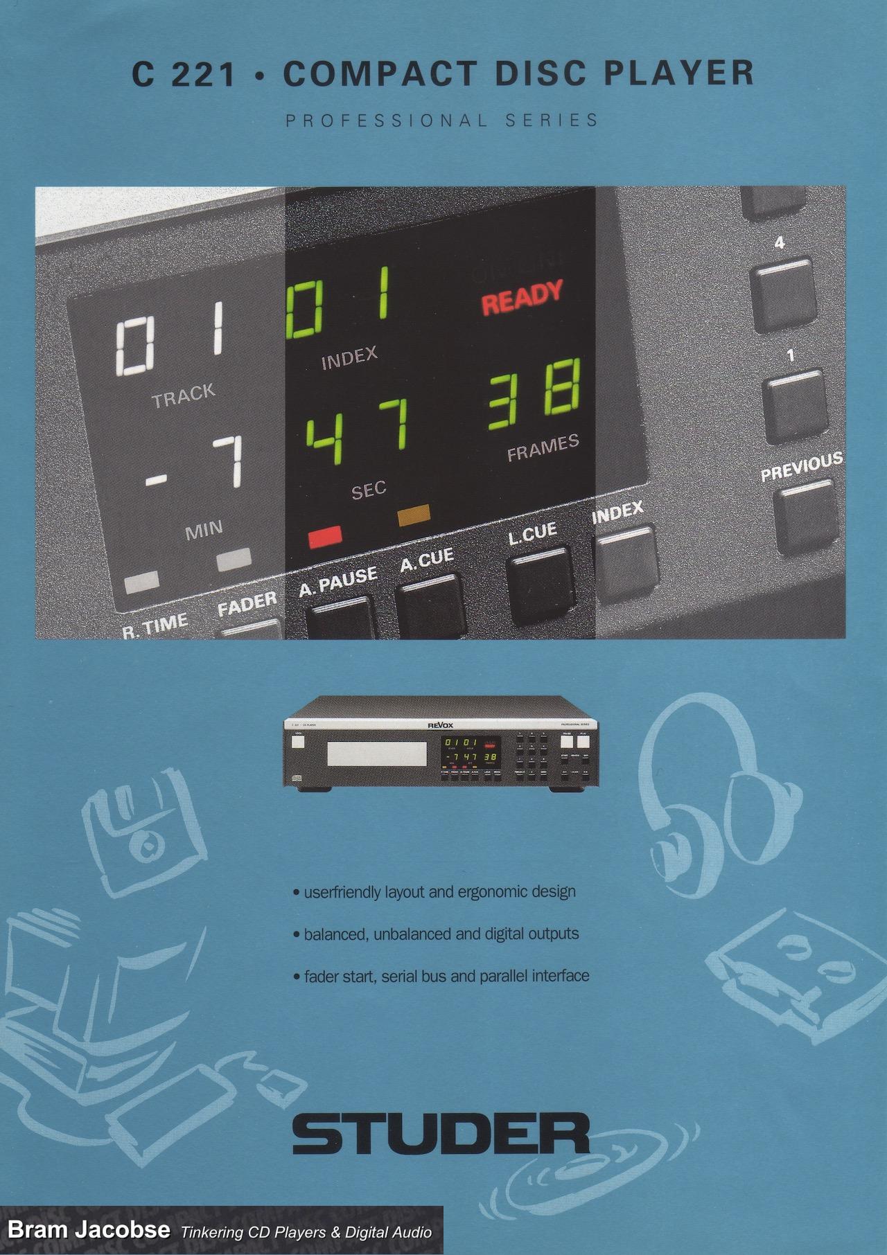 Studer C 221 COMPACT DISC PLAYER - Bram Jacobse