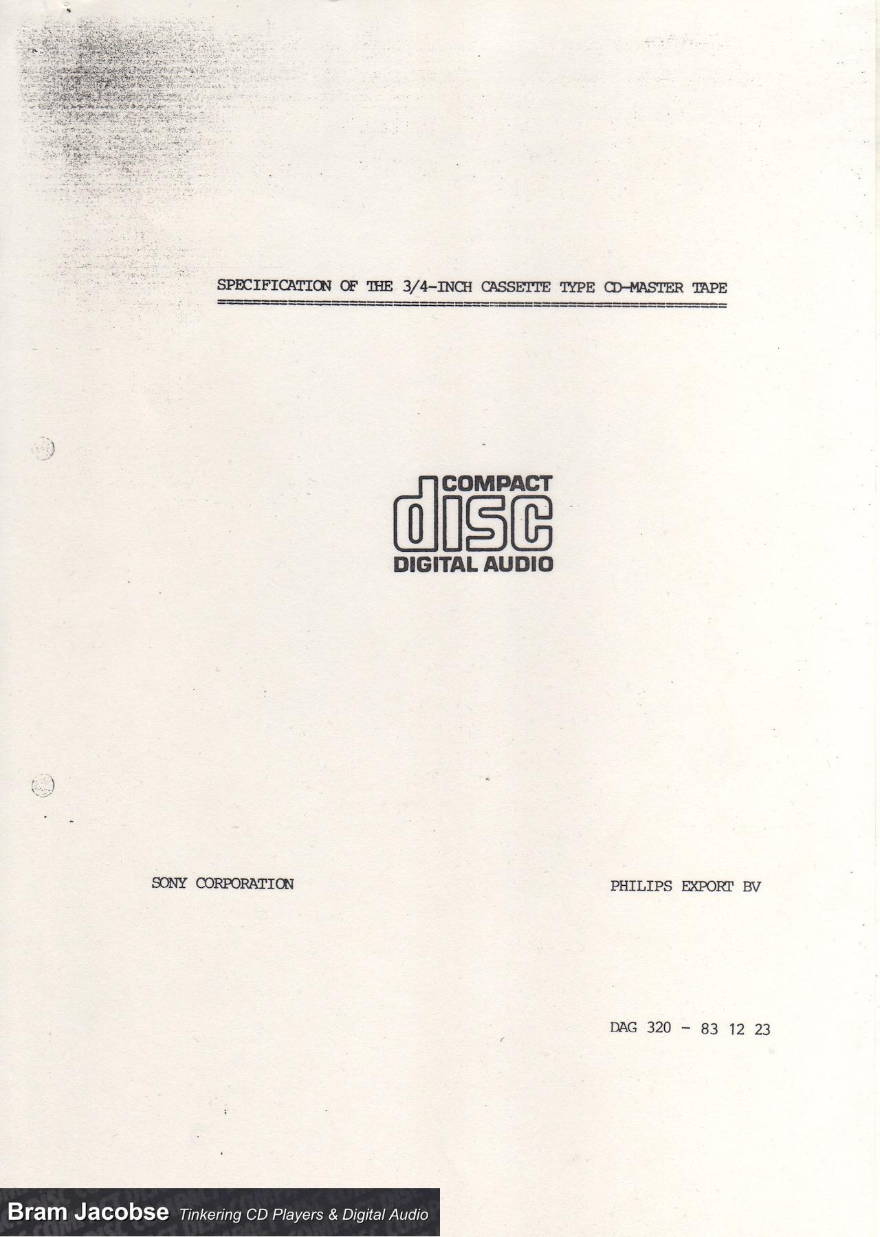 CD Specification of the 3/4 Inch Cassette Type CD Master tape - Bram ...