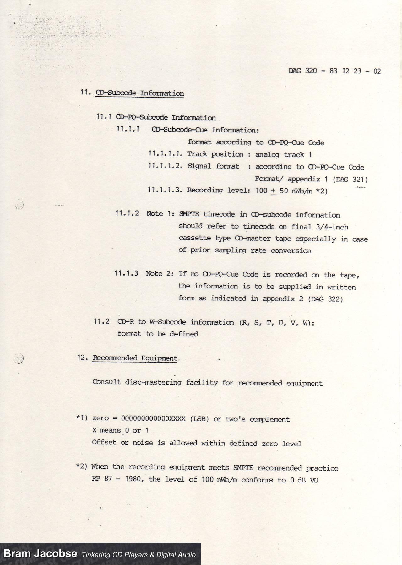 CD Specification of the 3/4 Inch Cassette Type CD Master tape - Bram ...