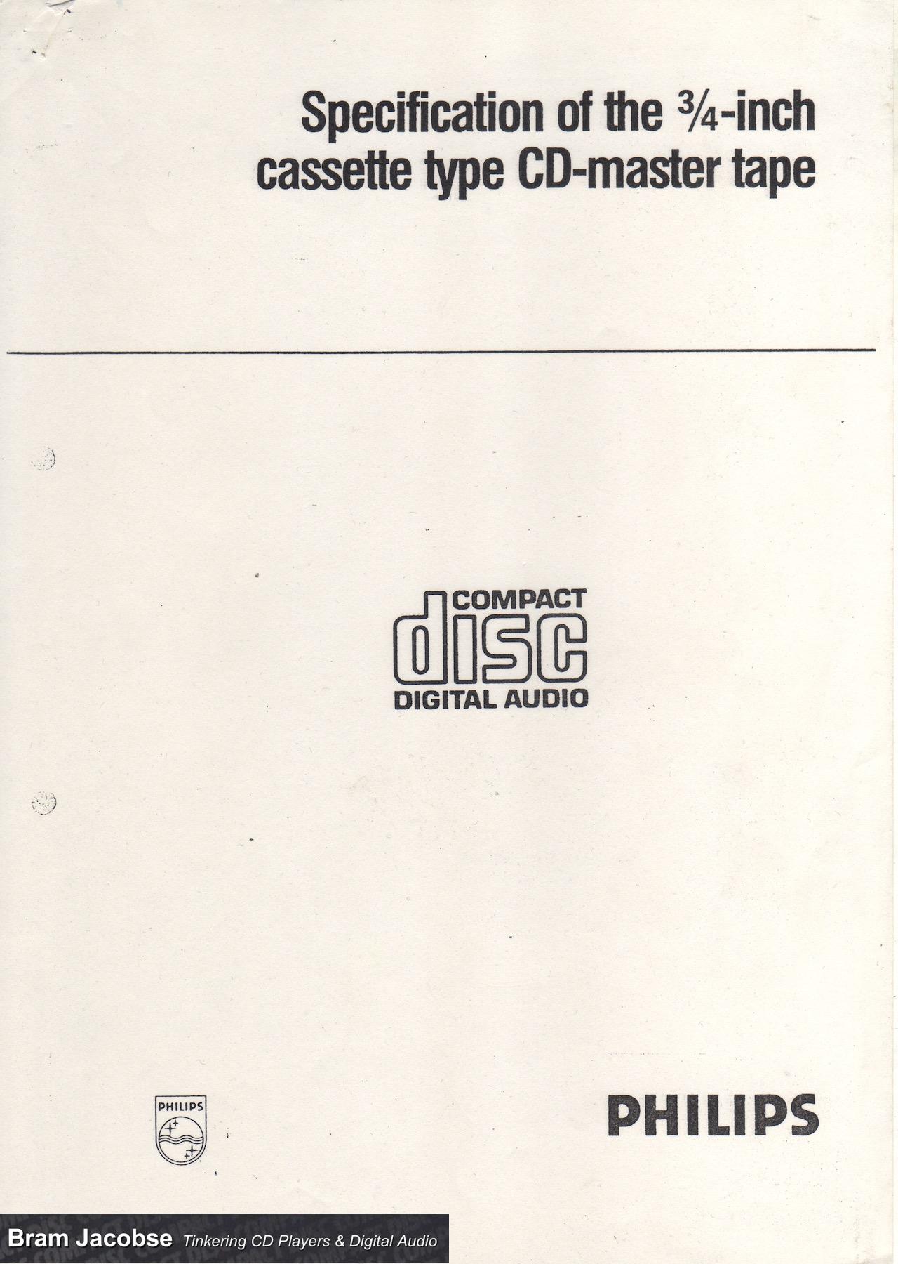 CD Specification of the 3/4 Inch Cassette Type CD Master tape - Bram ...