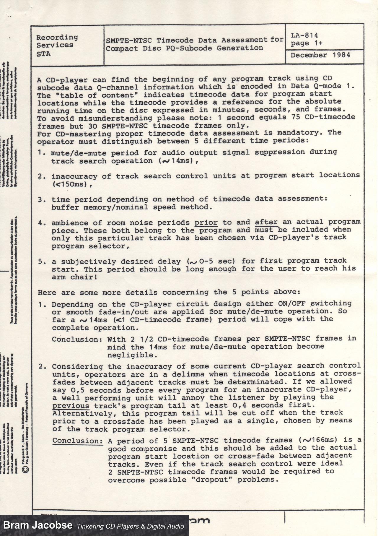 Polygram - Compact Disc TImecode Data Assesment - Bram Jacobse