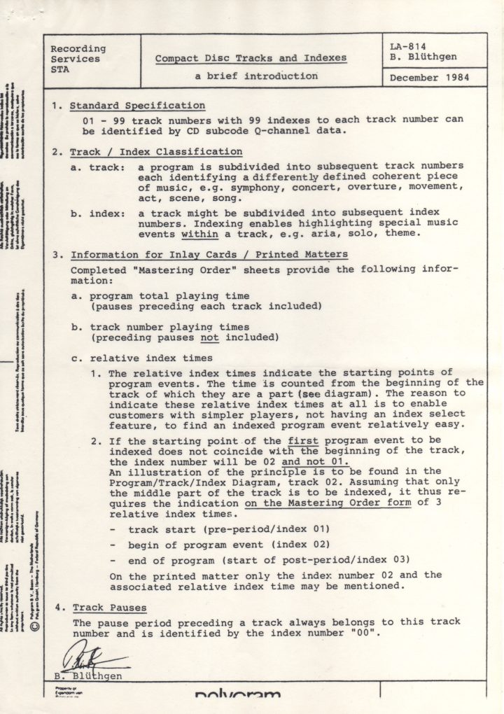Polygram - Compact Disc Track and Indexes - Bram Jacobse