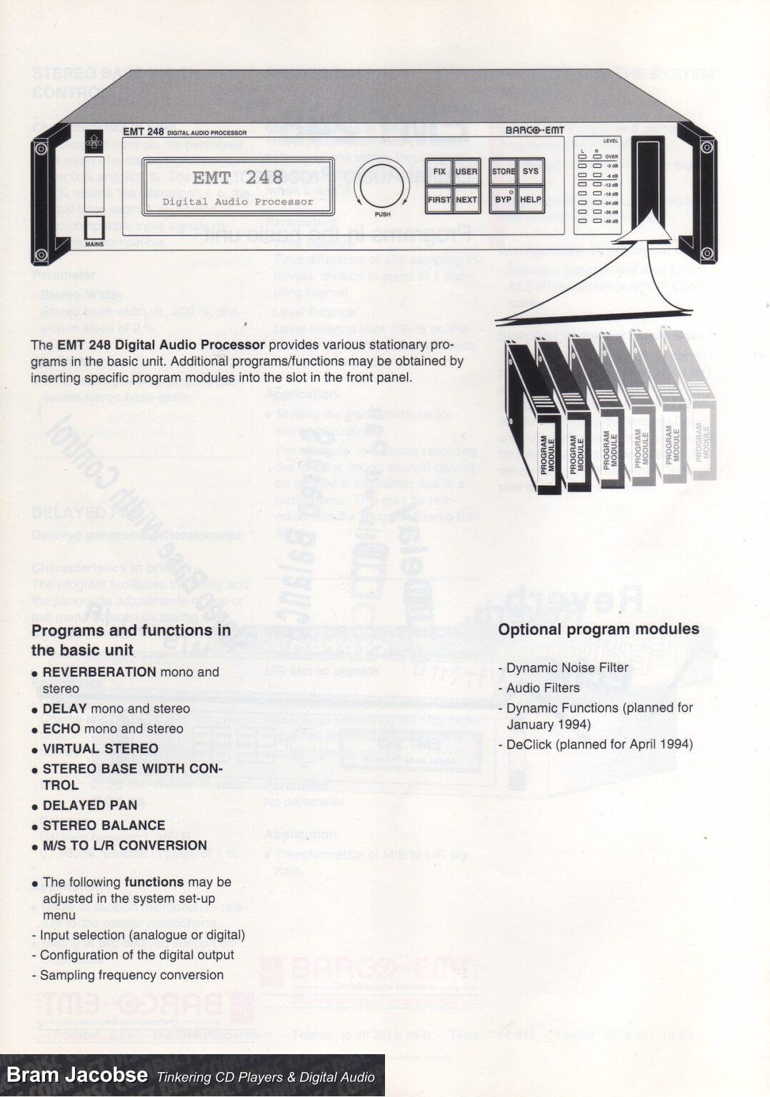 EMT 248 : Digital Audio Processor - Programs - Bram Jacobse