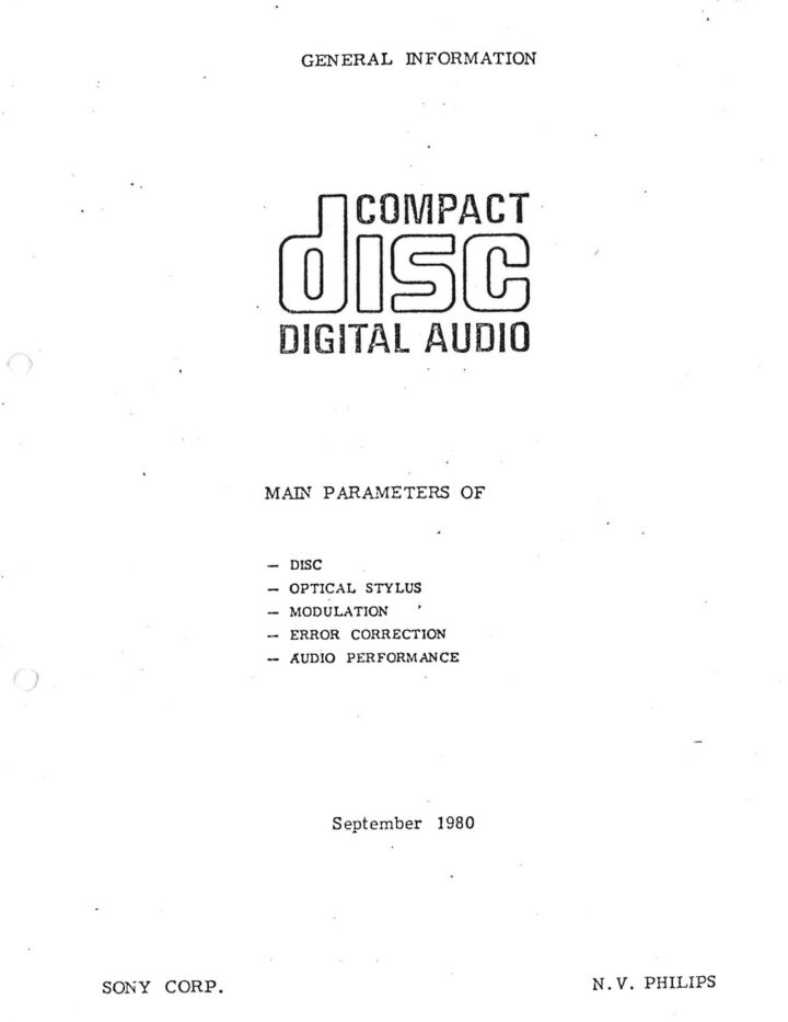 Compact Disc Parameters Sony Philips – Bram Jacobse