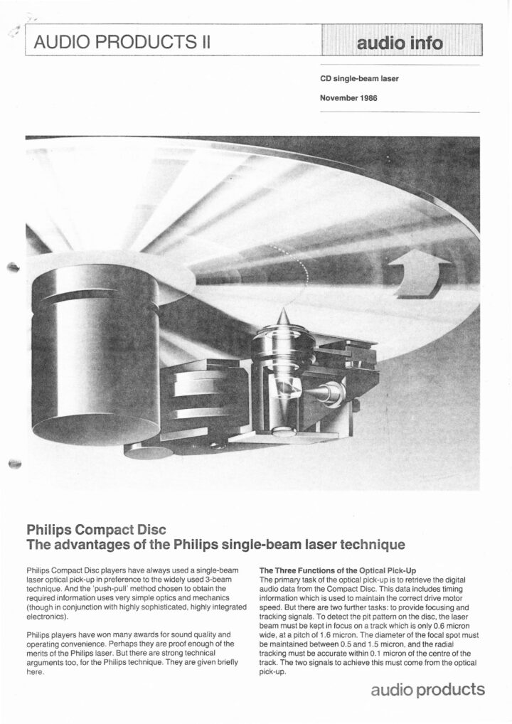 Philips Compact Disc The advantages of the Philips single-beam laser ...