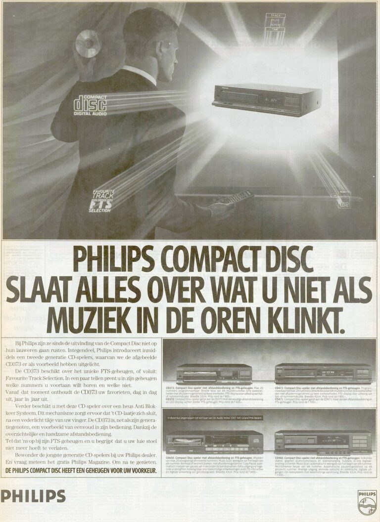Philips Compact Disc slaat alles over wat u niet als muziek in de oren ...